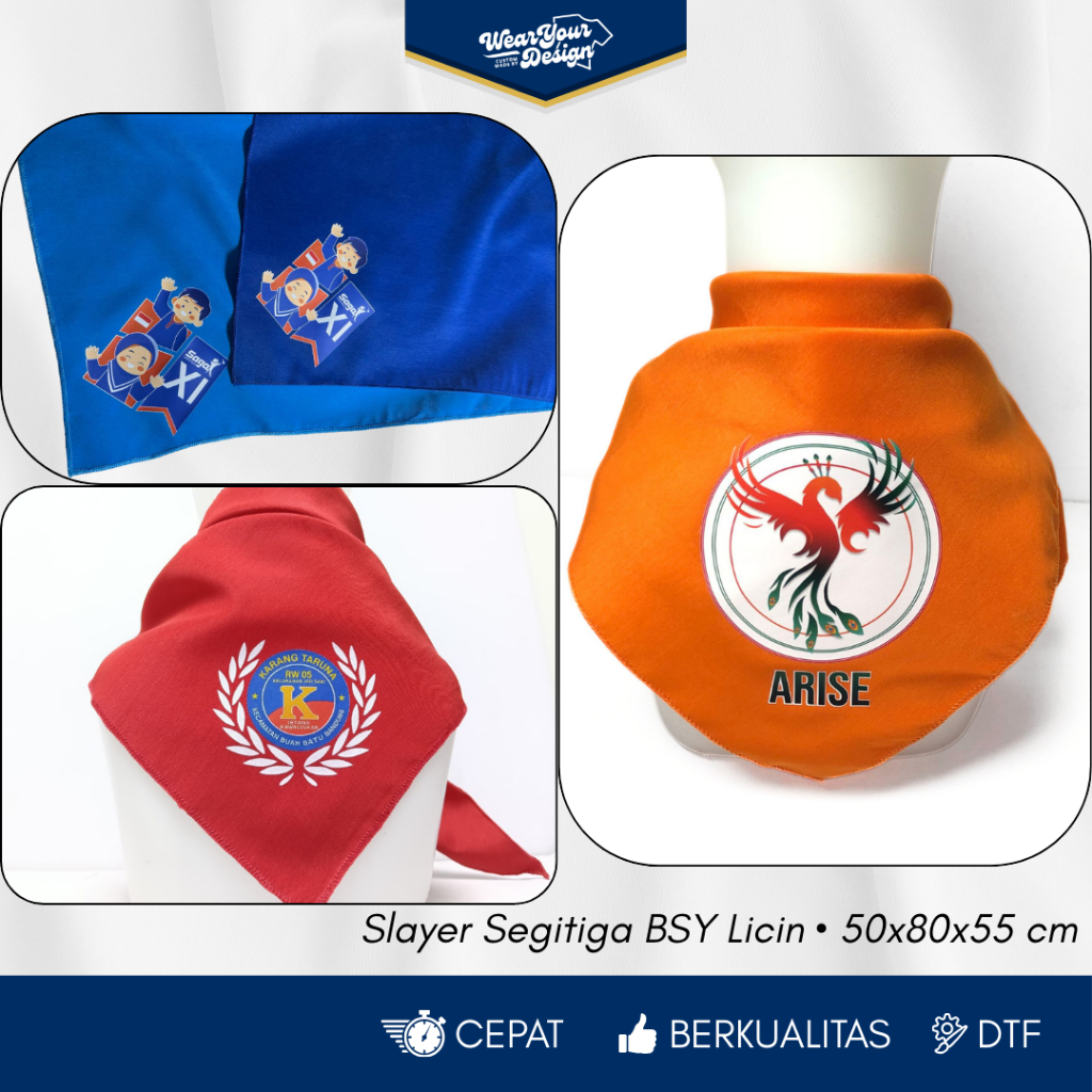 Jual Custom Slayer/Bandana/Syal Segitiga 50x80x55 cm Cocok untuk Umroh ...