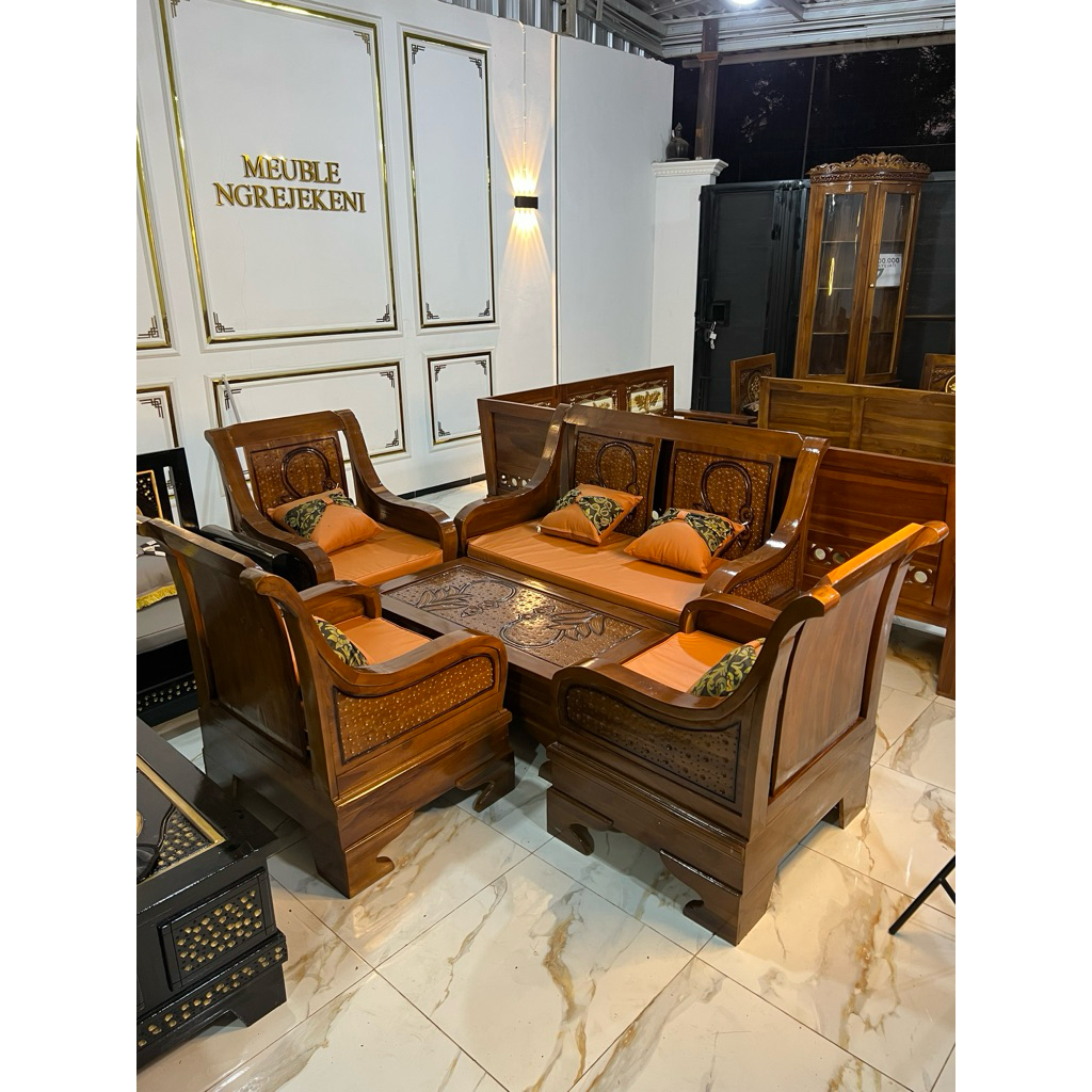 Jual KURSI TAMU JATI KURSI MODEL DOMINI KURSI SUDUT JATI | Shopee Indonesia
