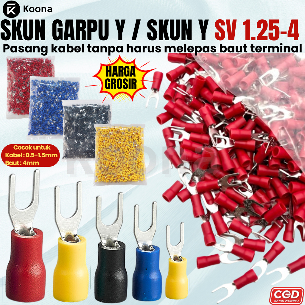 Jual Skun Y SV 1.25-4 1PACK ISI 100PCS / Sekun Listrik Skun Kabel Y ...