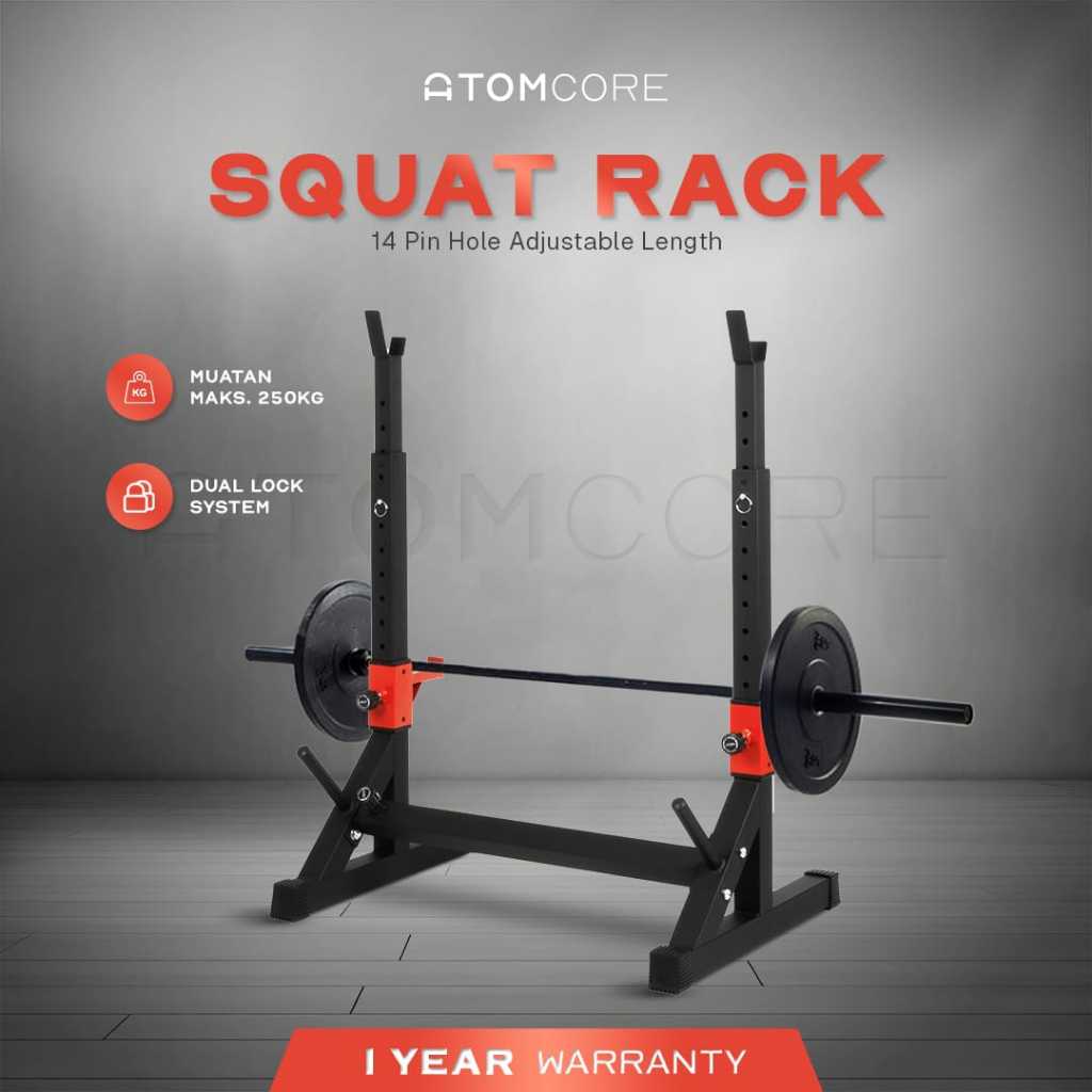 Jual Atomcore Adjustable Squat Rack - Tiang Rak Barbel Kokoh | Shopee ...