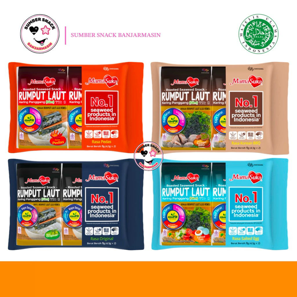 Jual Mama Suka Rumput Laut Kering Panggang (Isi 2 pcs/Pack) (4,5gx2) (4 ...