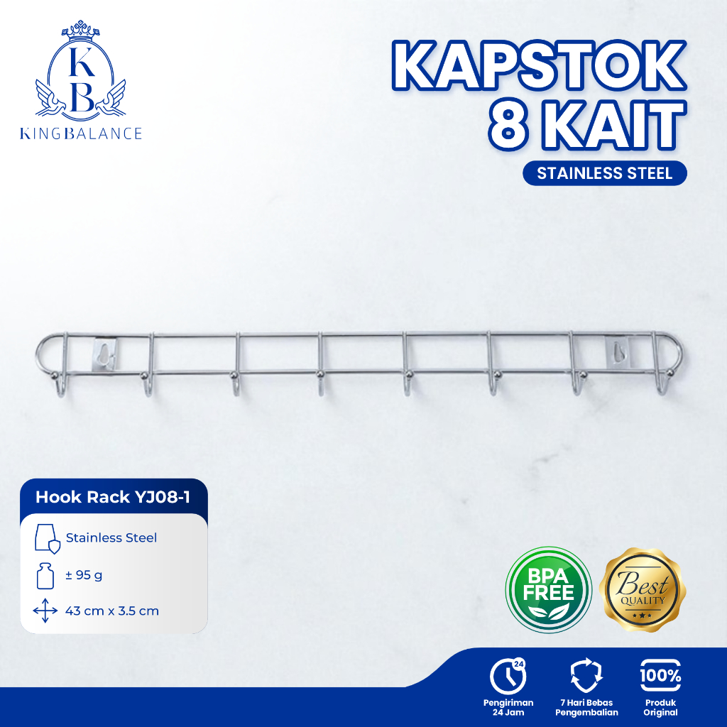 Jual KING BALANCE Hook Rack YJ08-1 - Kapstok 8 Kait Stainless Steel ...