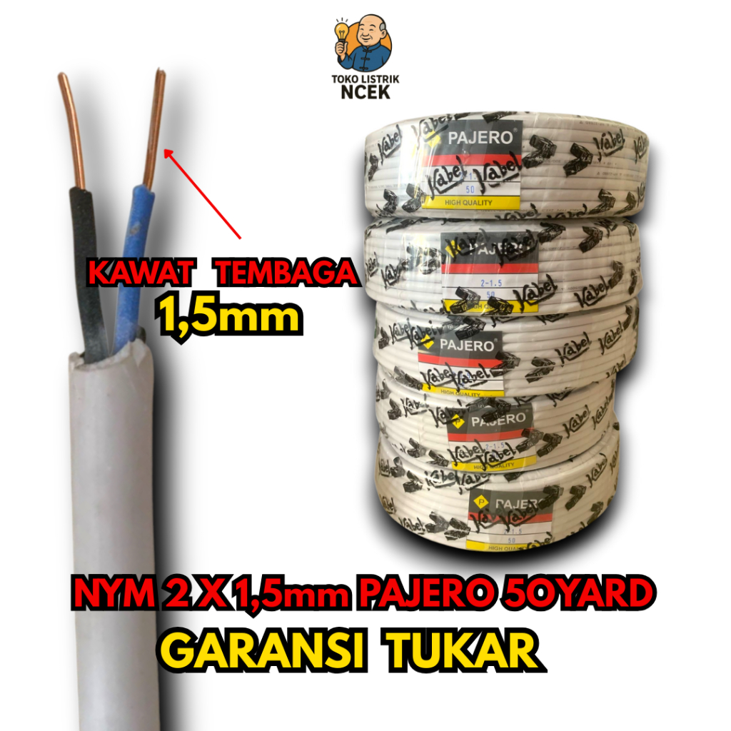 Jual Kabel Listrik Pajero NYM 2x1.5 – 50 Meter – Kabel Instalasi Rumah ...