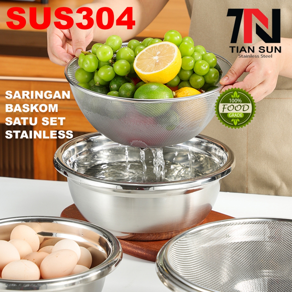 Jual Tian sun - Saringan Baskom Stainless SUS304 satu set / Baskom ...