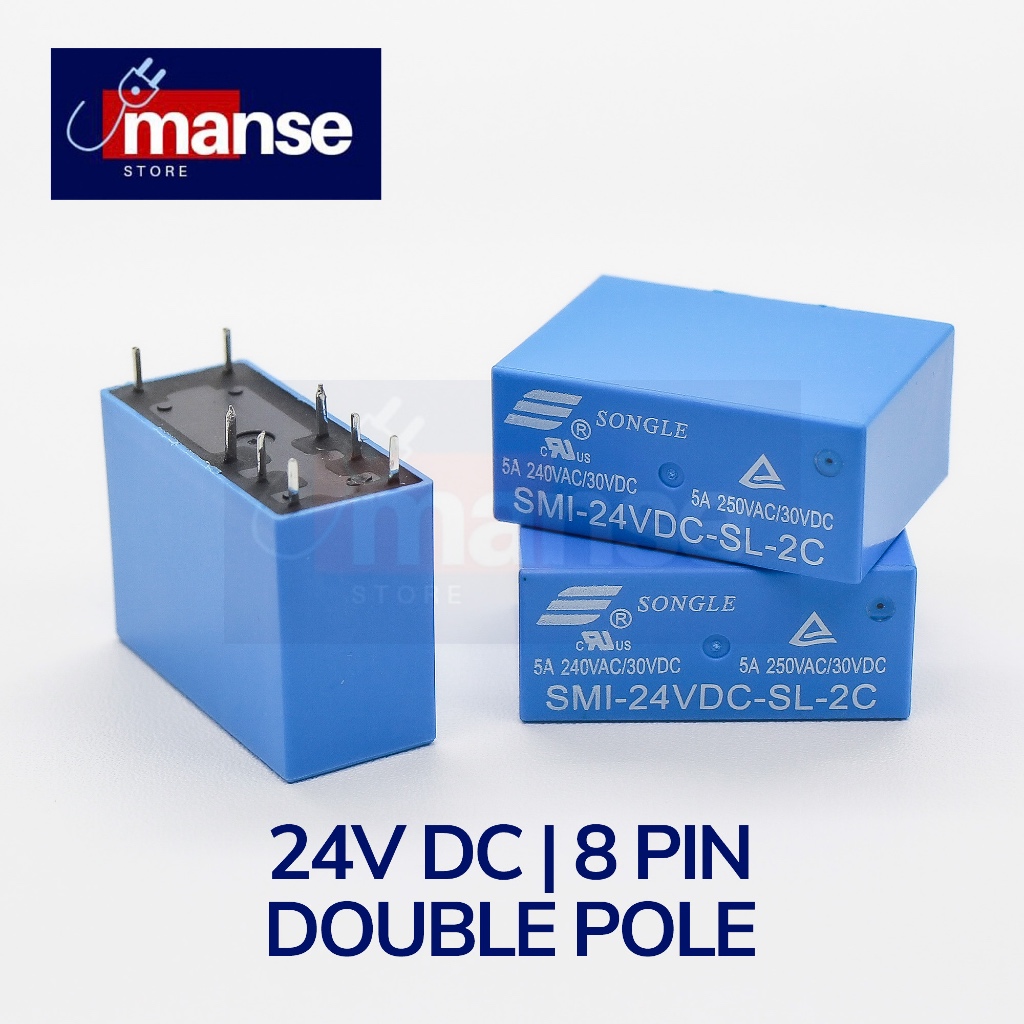 Jual Relay Songle 24V 8 Kaki 8 Pin SMI-24VDC-SL-2C 5A Biru | Shopee ...