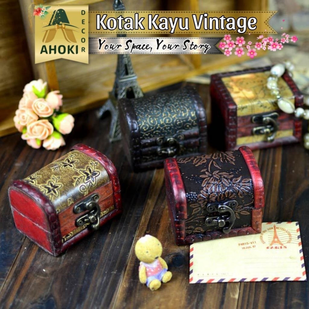 Jual KOTAK KAYU ESTETIK VINTAGE KOTAK PERHIASAN GIFT BOX KOTAK KAYU ...