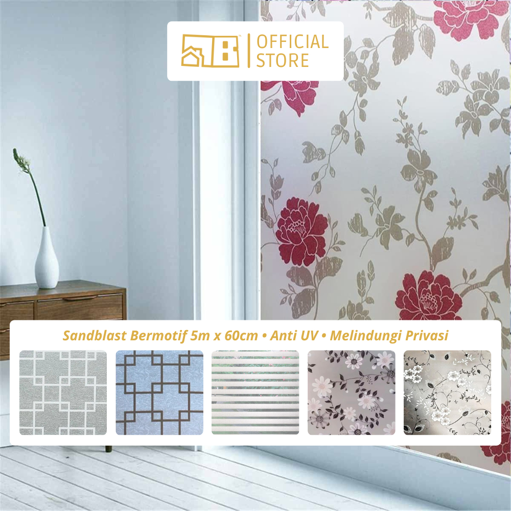 Jual (22 Motif) Sticker Kaca/Jendela 5m x 60cm Sandblast Bermotif ...