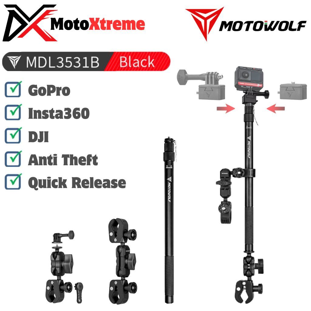 Jual Motowolf Action Camera Insta360 & GoPro Mount Bracket Holder ...