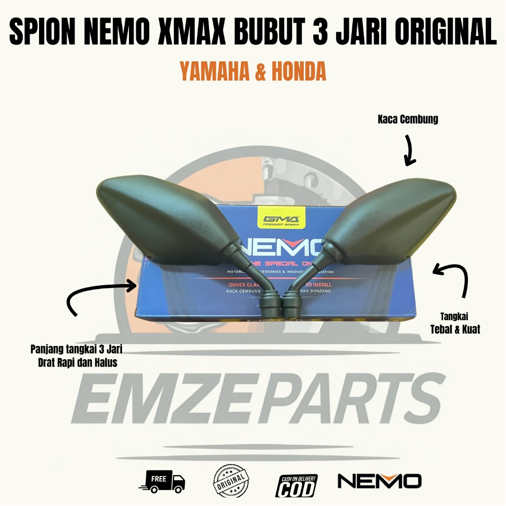 Jual Spion Xmax Nemo Bubut 3 Jari Original Tangkai Pendek Tanpa Adaptor langsung Pnp Yamaha dan ...