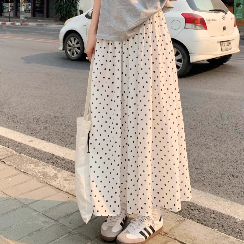 Jual Rok Motif Polkadot polos-plisket/ rok motif kekinian/ rok mayung ...