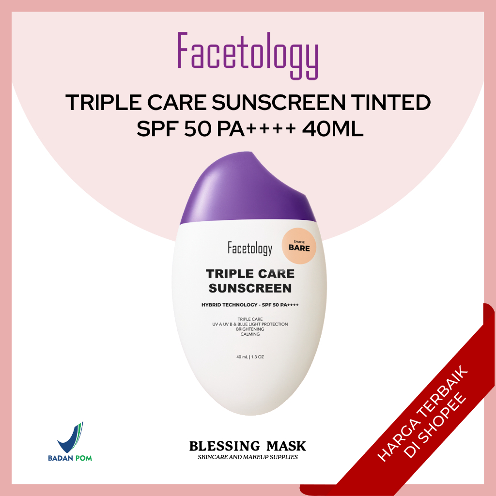Jual Facetology Triple Care Sunscreen Tinted SPF 50 PA++++ 40mL ...