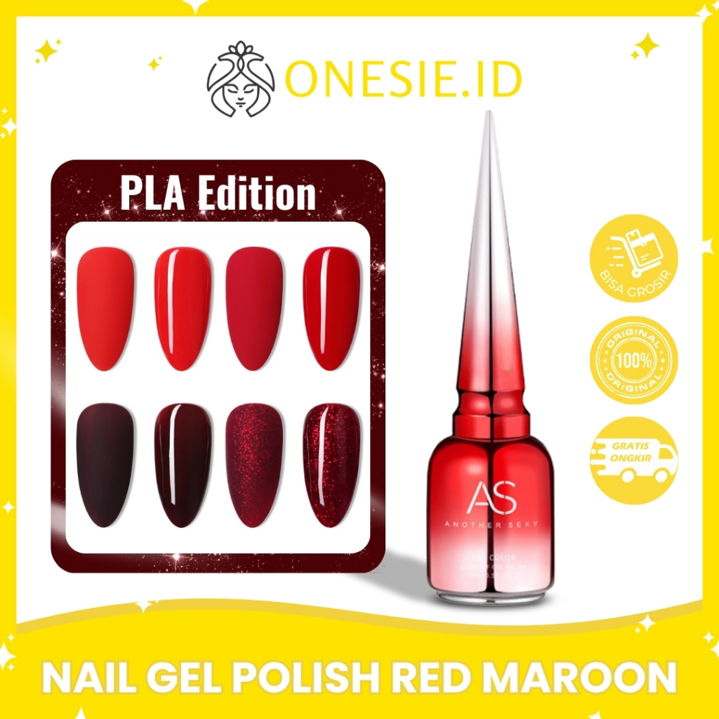 Jual AS Classic Red Maroon Nail Gel Polish Kutek Gel Tahan Lama PLA ...