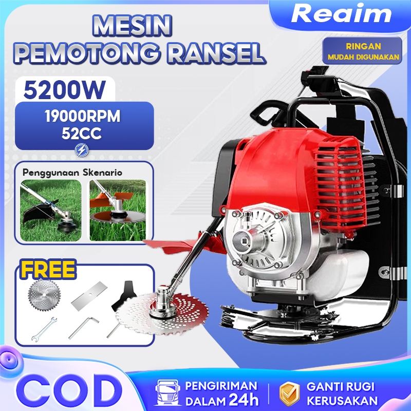 Jual Reaim 6500W Mesin Potong Rumput Gendong 2 Tak 4 Tak Brush Cutter Pemotong Rumput Powerfull ...
