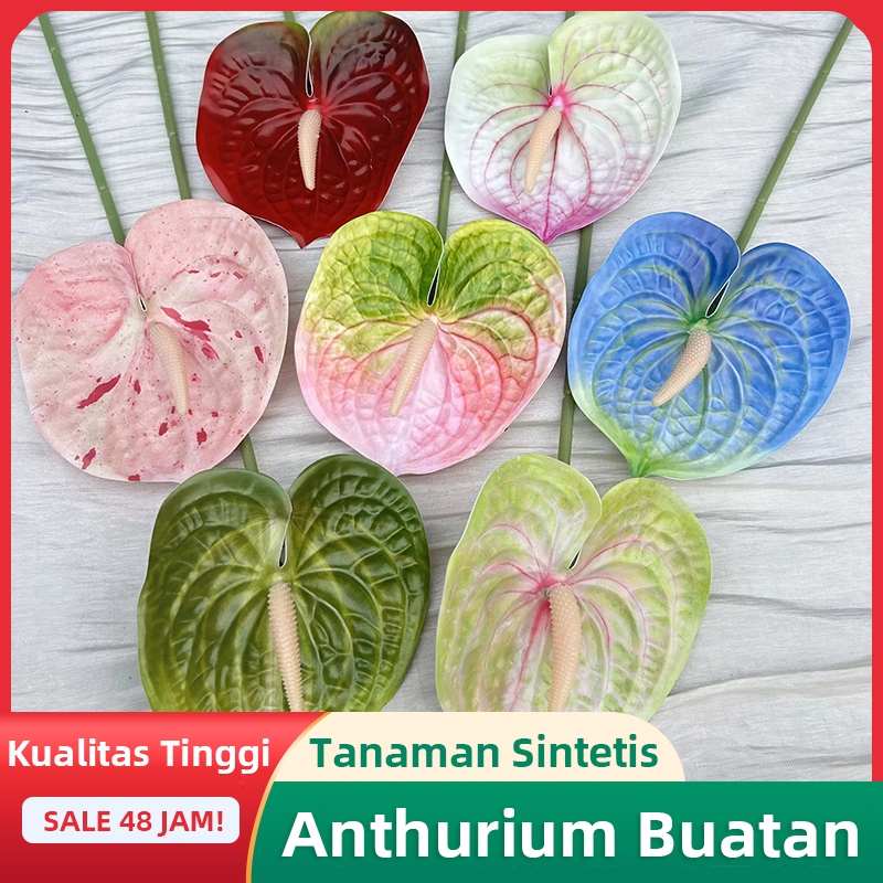 Jual Dekorasi Rumah! Bunga Anthurium Sintetis Halus, Panjang 60 cm ...
