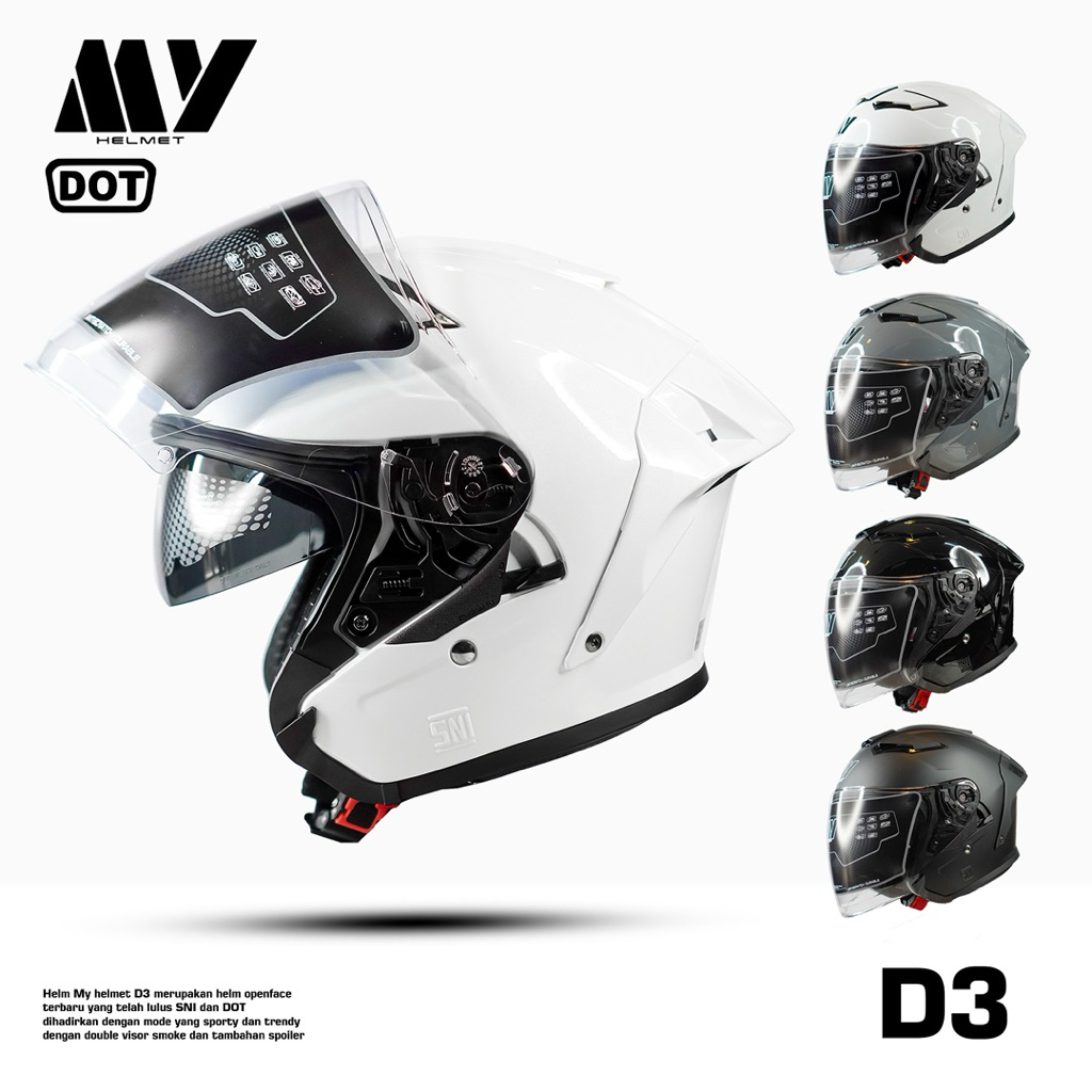 Jual My Helmet D3 Double visor Original - Helm half face Double visor ...