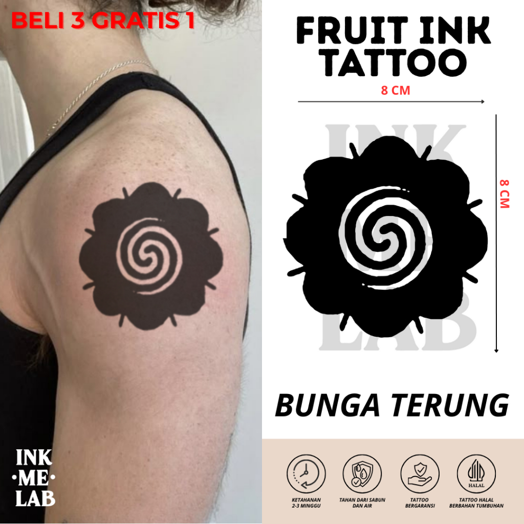 Jual INKMELAB - BUNGA TERUNG Fruit Ink Temporary Tattoo 8X8CM - Tato ...