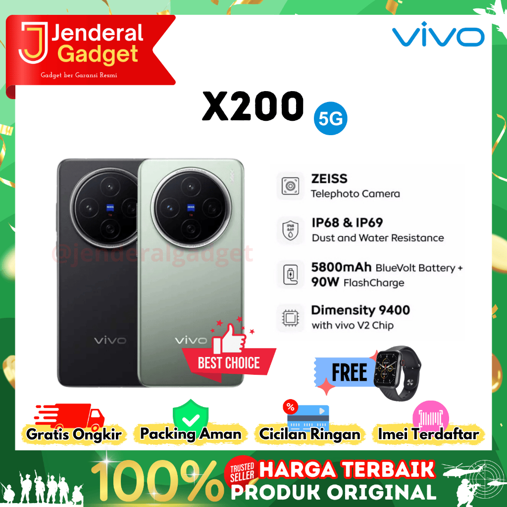 Jual Vivo X200 5G 12/256GB [ FREE SMARTWATCH / BUDS ] NFC Garansi Resmi ...