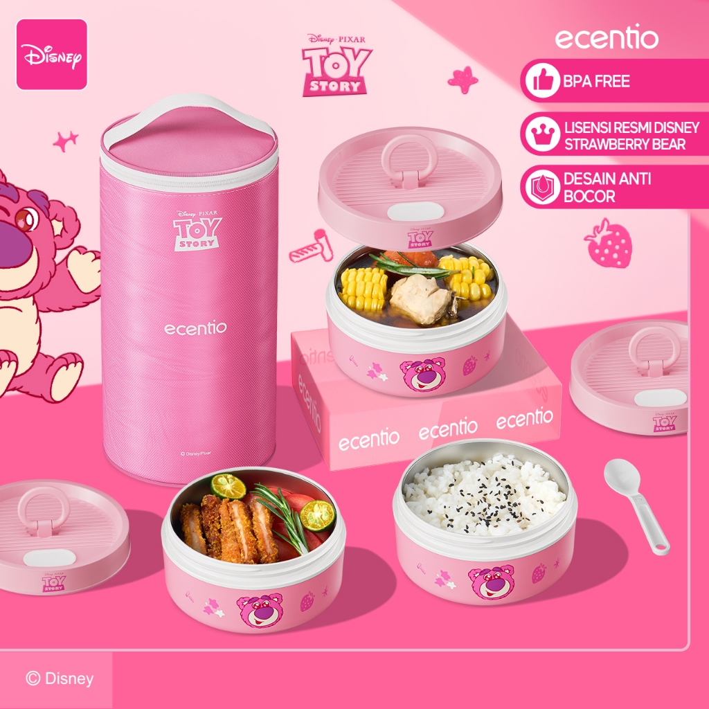 Jual ecentiokids x Disney lotso Lunch Box Set 3pcs Kotak Makan anti ...