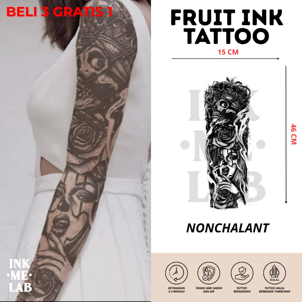 Jual INKMELAB - NONCHALANT Fruit Ink Temporary Tattoo 46X15CM - Tato ...