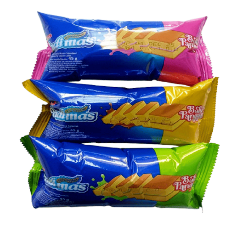 Jual PADIMAS BOLU PANGGANG 45g COKELAT STRAWBERRY PANDAN KUE CAMILAN ...