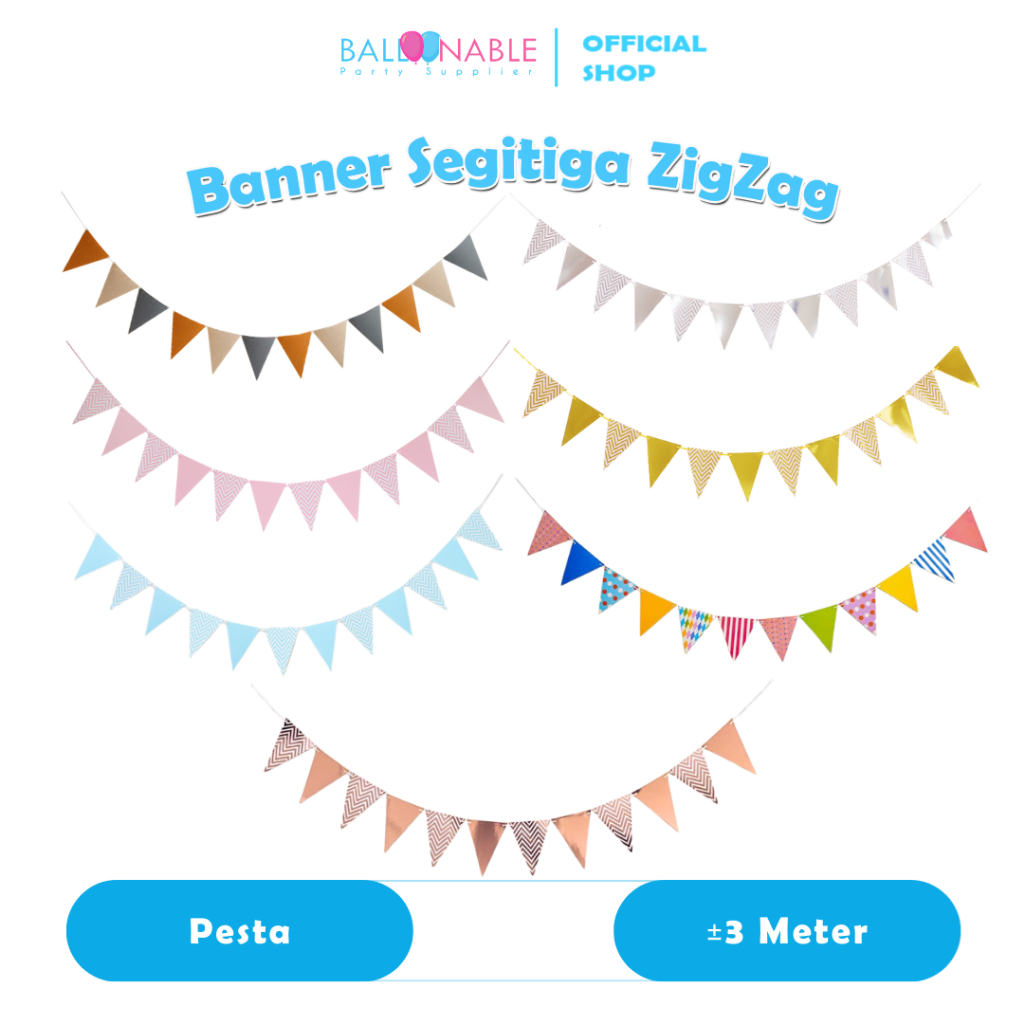 Jual Bunting Flag Banner Segitiga Zigzag / Banner Segitiga Zig - Zag / Segitiga Party | Shopee ...