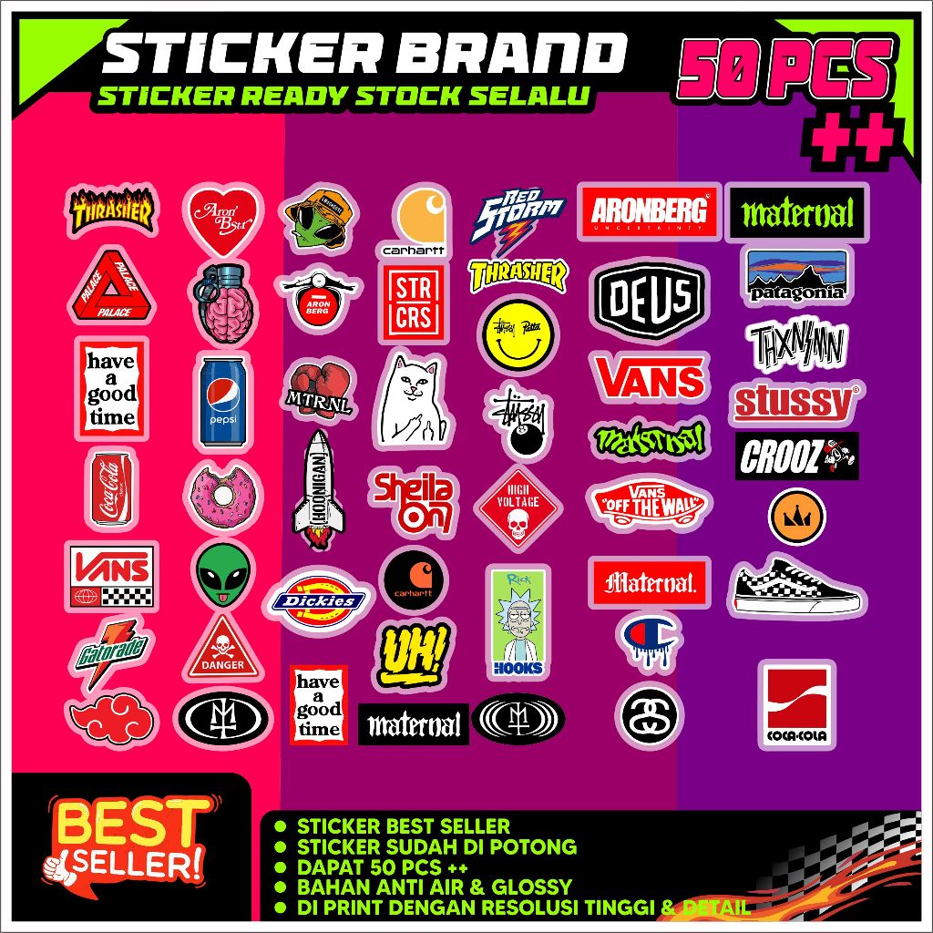 Jual Sticker Brand Aesthetic 50 picis sudah cutting & anti air | Shopee ...