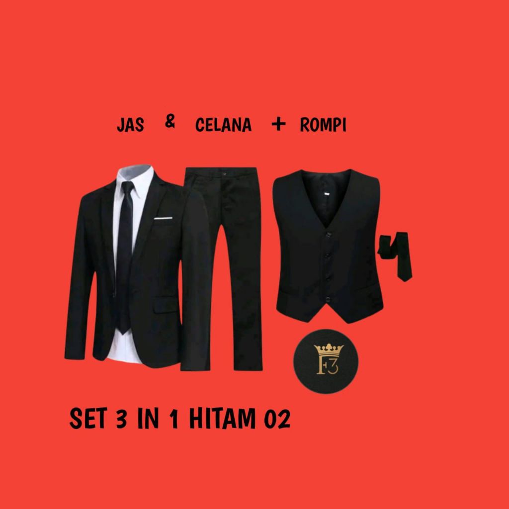 Jual Setelan Jas Pria 3in1/Set Jas Rompi Celana Formal/Setelan Jas ...