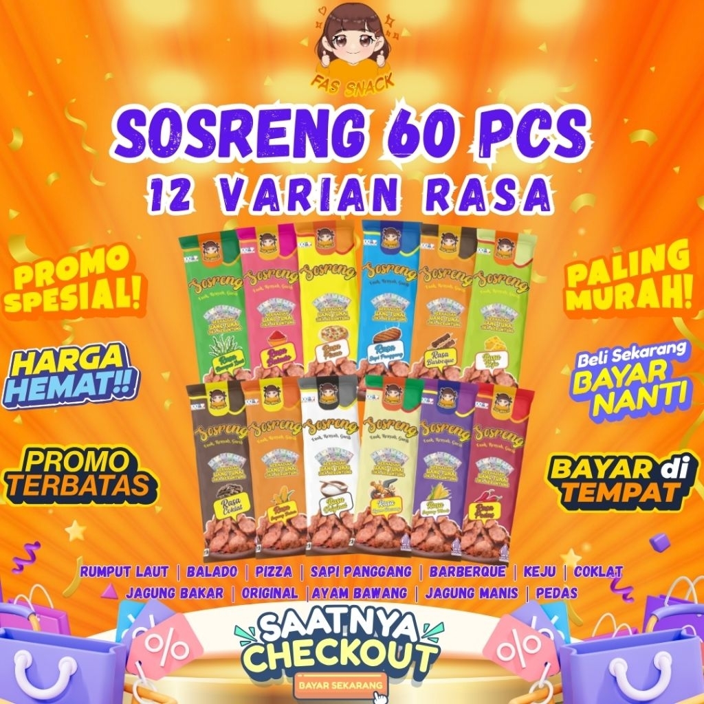 Jual SOSRENG KARAKTER ISI [ 60 PCS ] 12 VARIAN RASA PAKET USAHA VIRAL ...