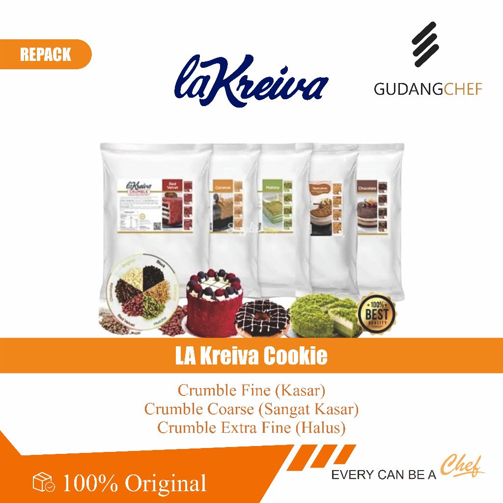 Jual Repack La Kreiva Cookie Crumble Fine (Kasar)- Coarse (Sangat Kasar ...