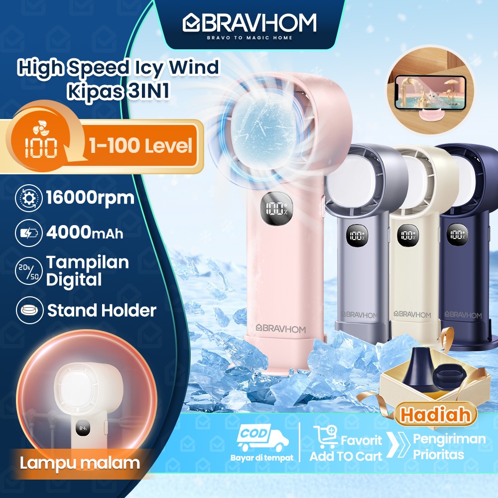 Jual BRAVHOM Kipas Angin Turbo High-Speed Portable 16000RPM 100Gear ...