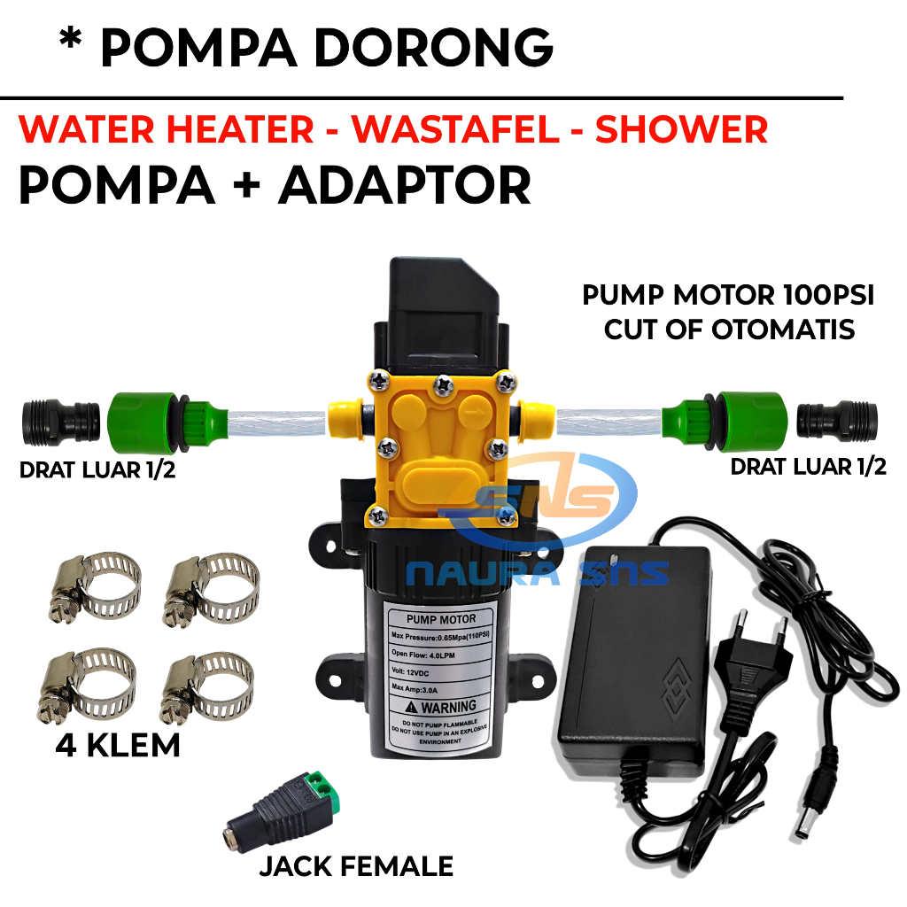 Jual PAKET POMPA DORONG UNTUK WASTAFEL / SHOWER / WATER HEATER /MESIN ...