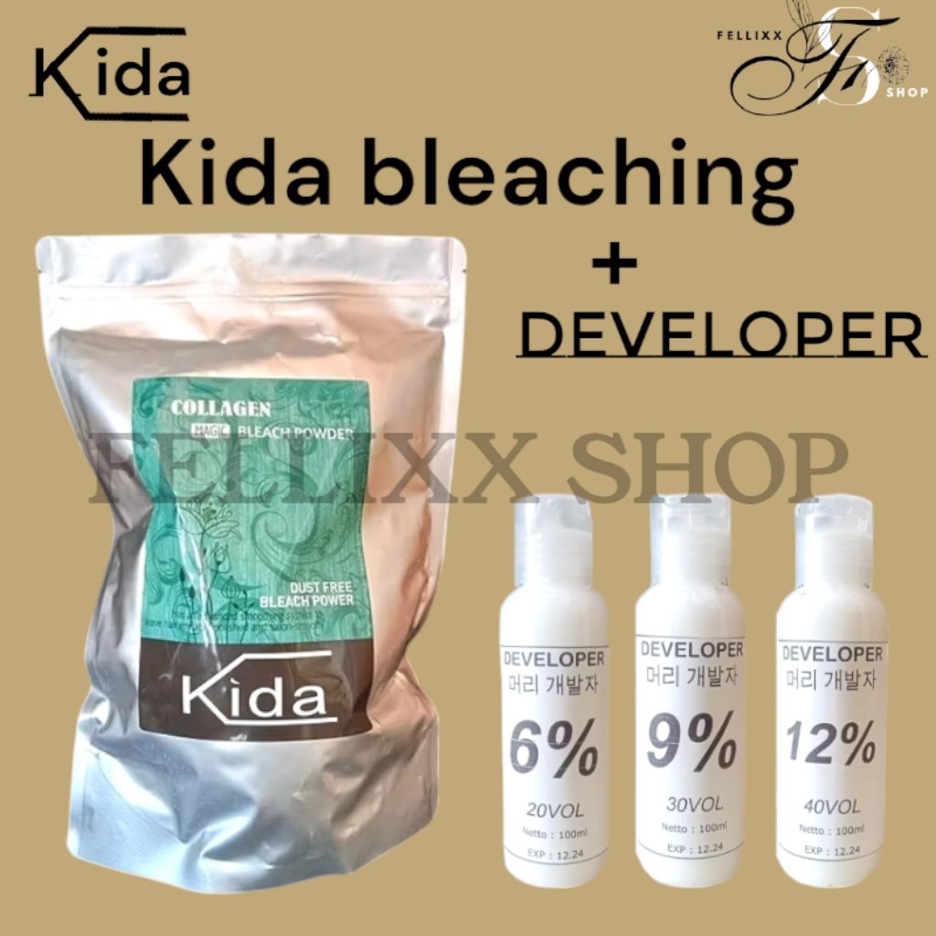 Jual Developer + Bleaching Rambut Korea KIDA level 9 kemasan 50gr dan ...