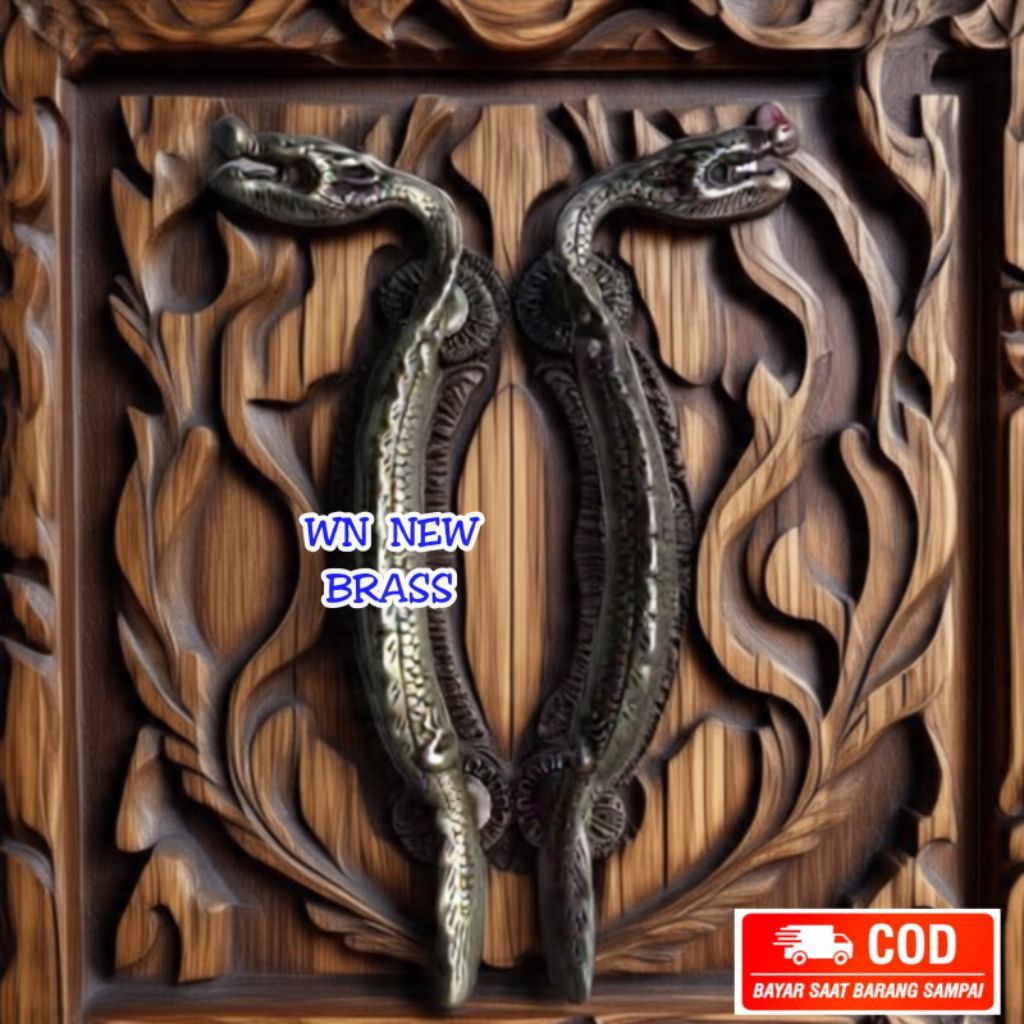 Jual Handle Pintu / Gagang Pintu Rumah Pagar Kuningan Motif Naga 40 cm ...