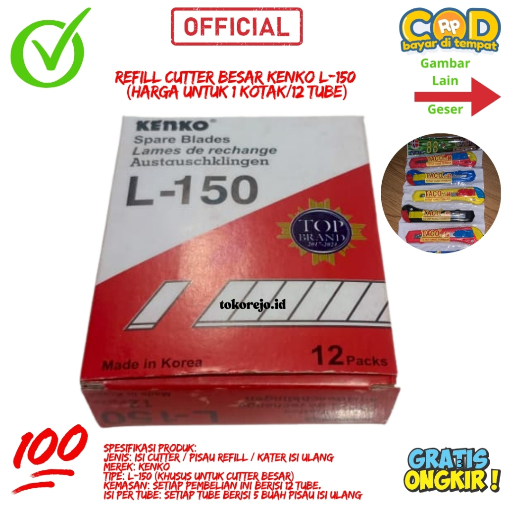 Jual Refill Isi Cutter Blade Kenko L-150 Besar 18 Mm Untuk Cutter ...