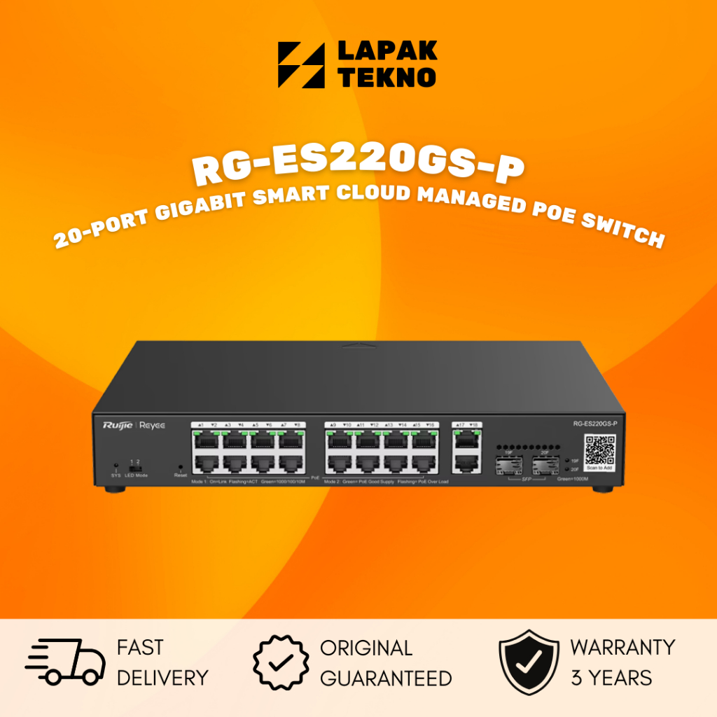 Jual RUIJIE REYEE RG-ES220GS-P 20-Port Gigabit Smart Cloud Managed PoE ...