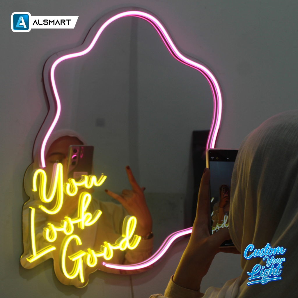 Jual [CUSTOM] Cermin Neon Flex Estetik Custom Lampu Neon Tulisan Logo ...