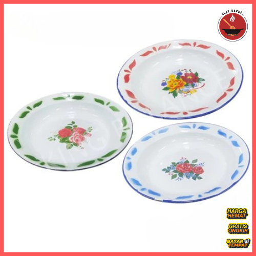 Jual Alat Dapur - Piring Enamel Jadul Motif Bunga/Piring Seng Enamel ...