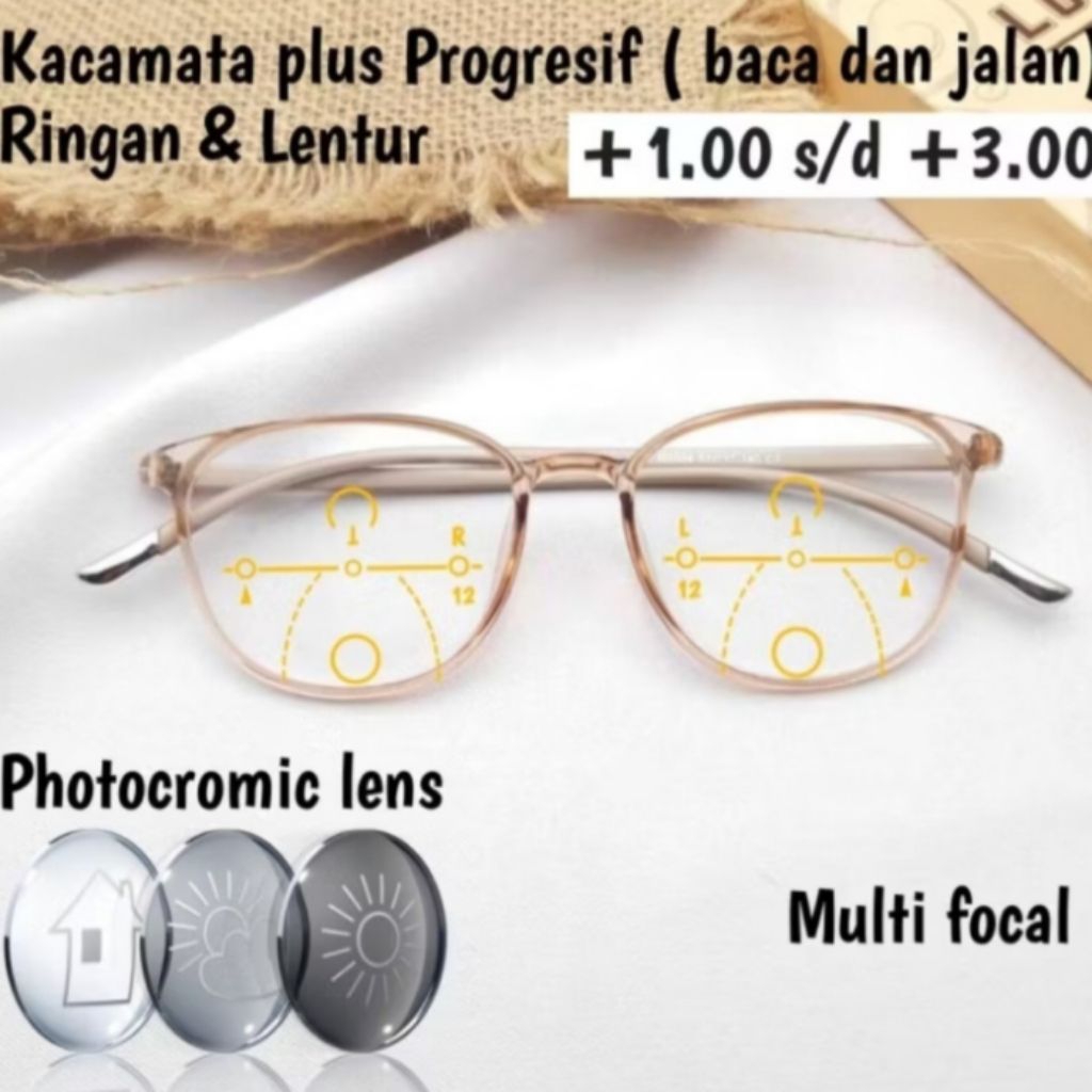 Jual Kacamata Progresif Baca dan jalan Lensa Photocrimic ( Frame Lentur ...