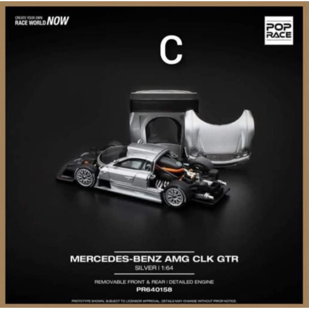Jual POP RACE PR640158 Mercedes Benz AMG CLK GTR Silver | Shopee Indonesia