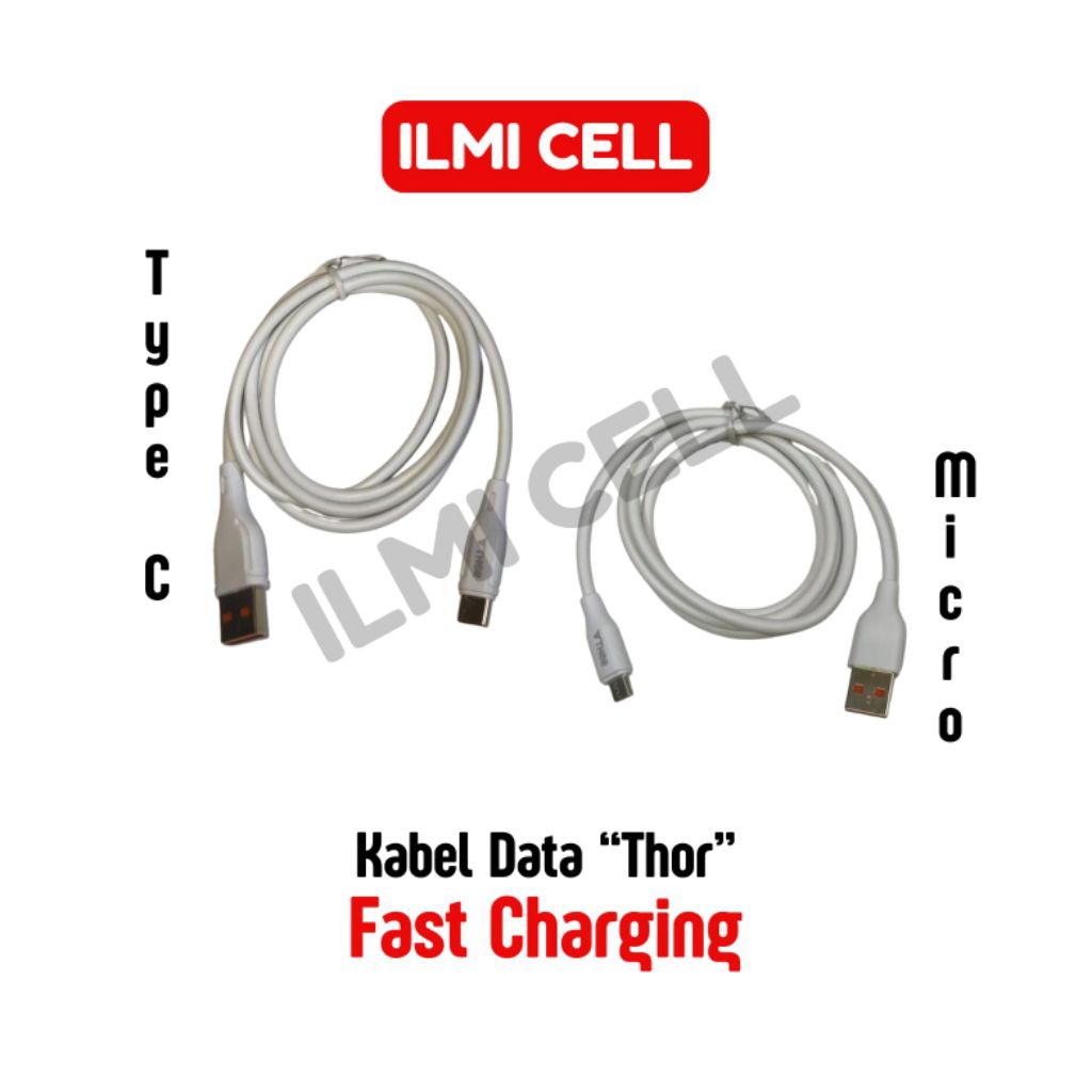 Jual KABEL DATA BULAT THOR FAST CHARGING MICRO/ TYPE C | Shopee Indonesia