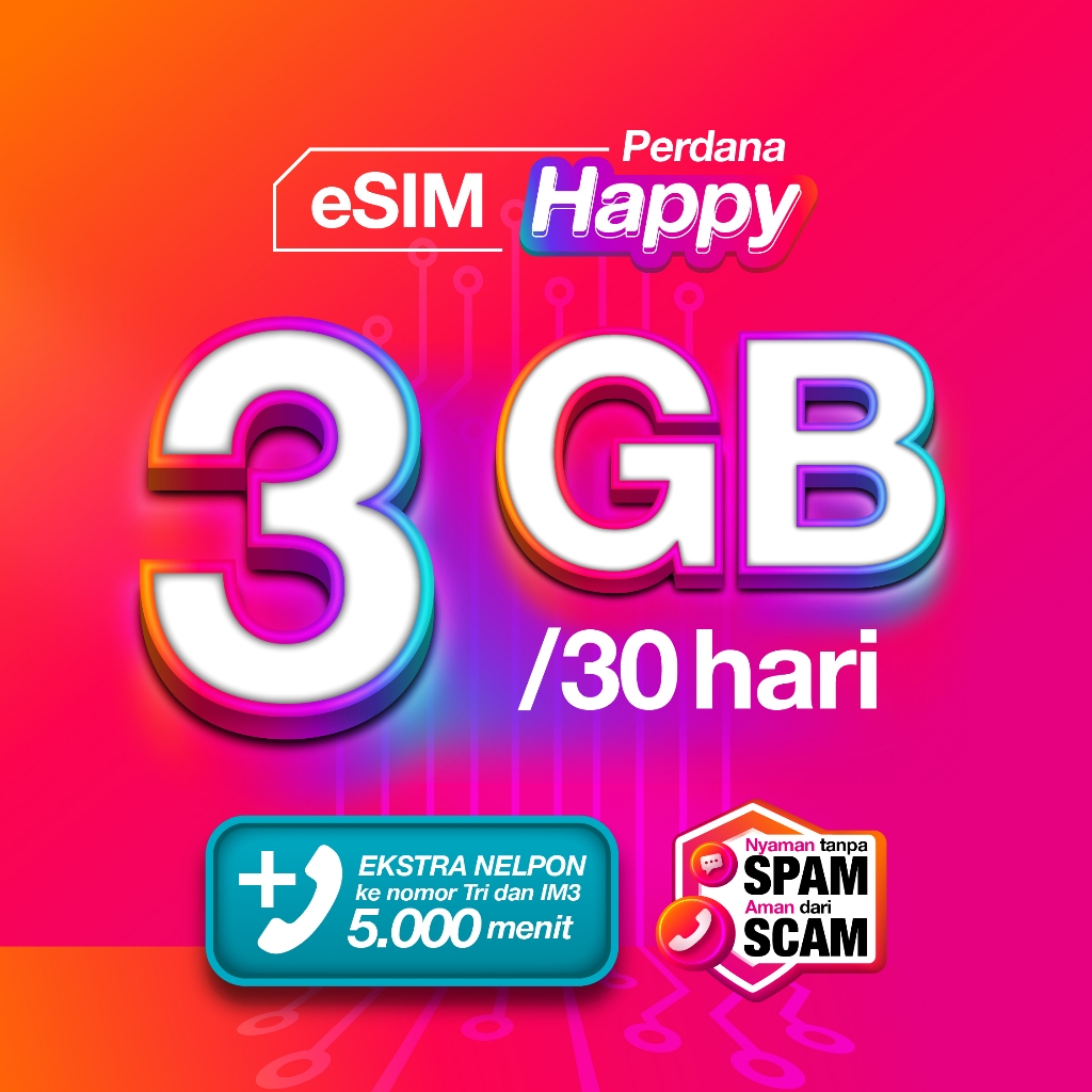 Jual eSIM Perdana Tri Happy 3GB | Shopee Indonesia