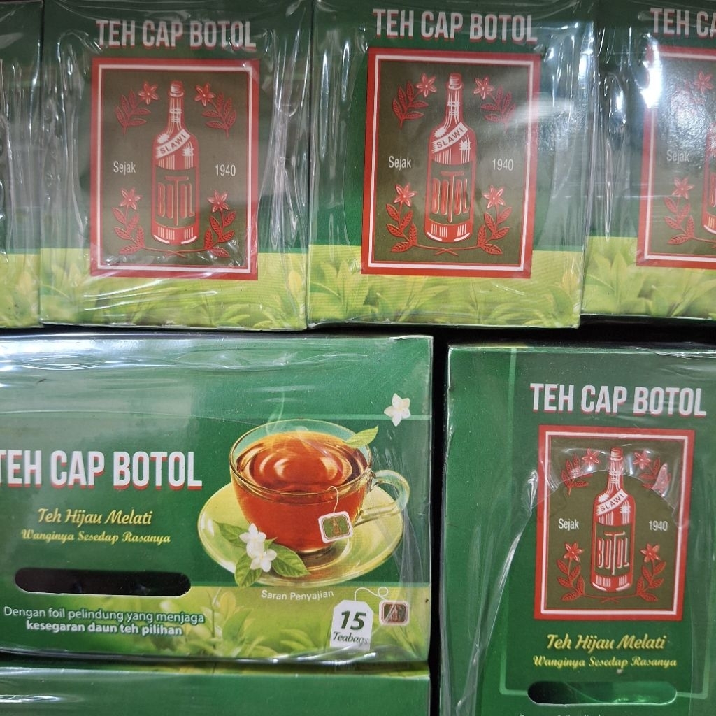 Jual Teh Celup Cap Botol Hijau Wangi Melati Isi 15 Celup/box | Shopee ...