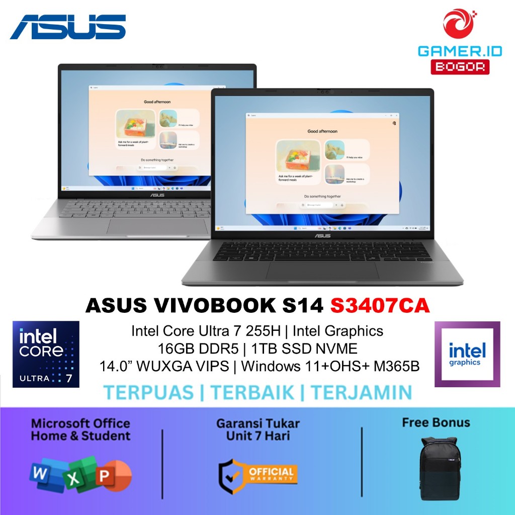 Jual Asus Vivobok S14 S3407CA Intel Ultra 7 255H 16GB 1TB W11+OHS+M365B ...