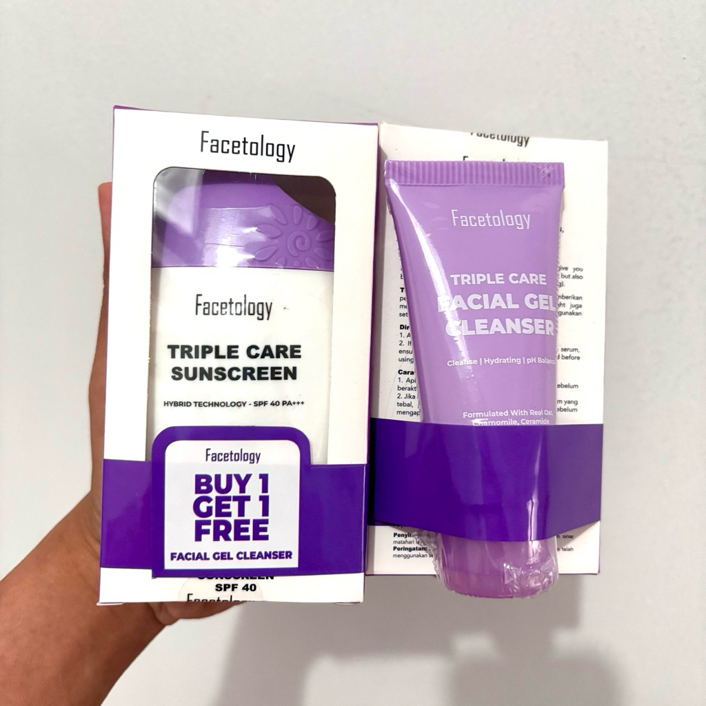 Jual (FREE CLEANSER) Facetology Triple Care Sunscreen For Normal / Oily ...