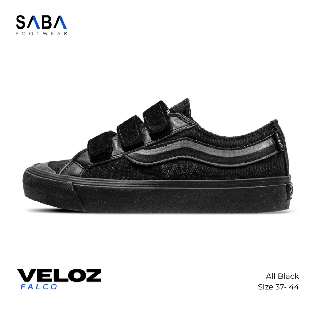 Jual SABA Veloz Falco All Black - Velcro Sepatu Sneakers Casual Pria ...