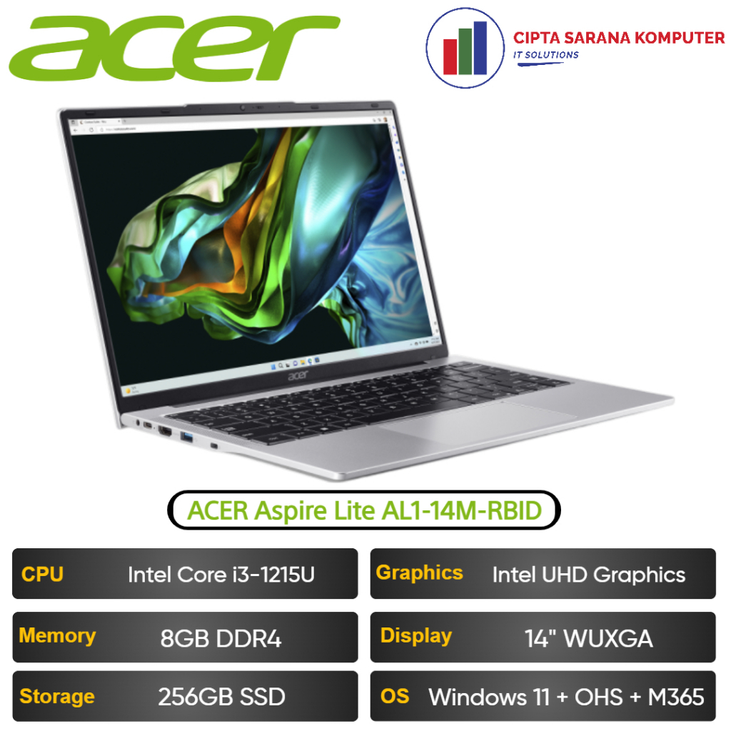 Jual ACER Aspire Lite AL1-14M-RBID Intel Core i3-1215U 8GB 256GB 14 ...