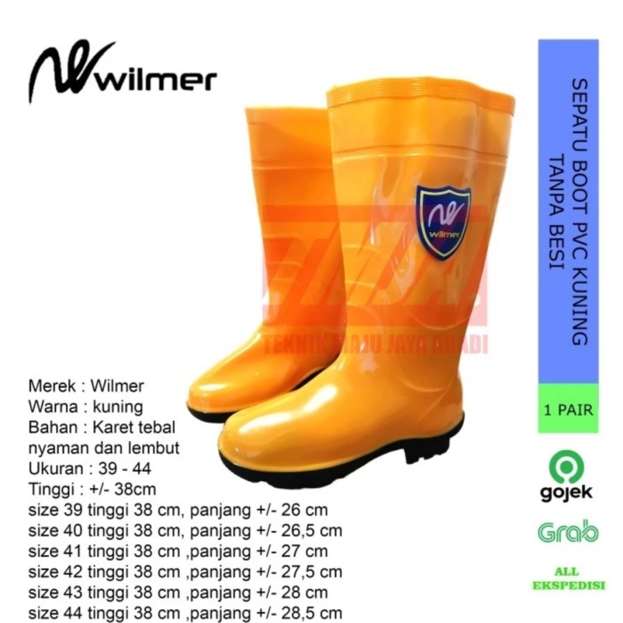 Jual WILMER Sepatu Boot Karet Kuning Panjang / Sepatu Boot Rainboot ...