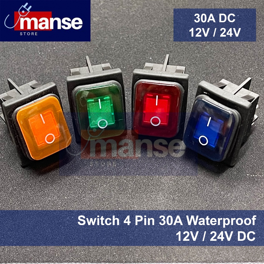 Jual Saklar 4 Kaki On Off 30A Waterproof Lampu DC 12V 24V / Rocker ...