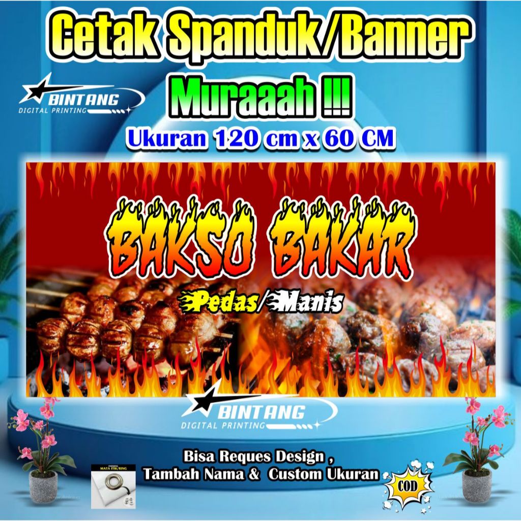 Jual Spanduk Banner Bakso Bakar Ukuran 120 cm x 60 cm | Shopee Indonesia