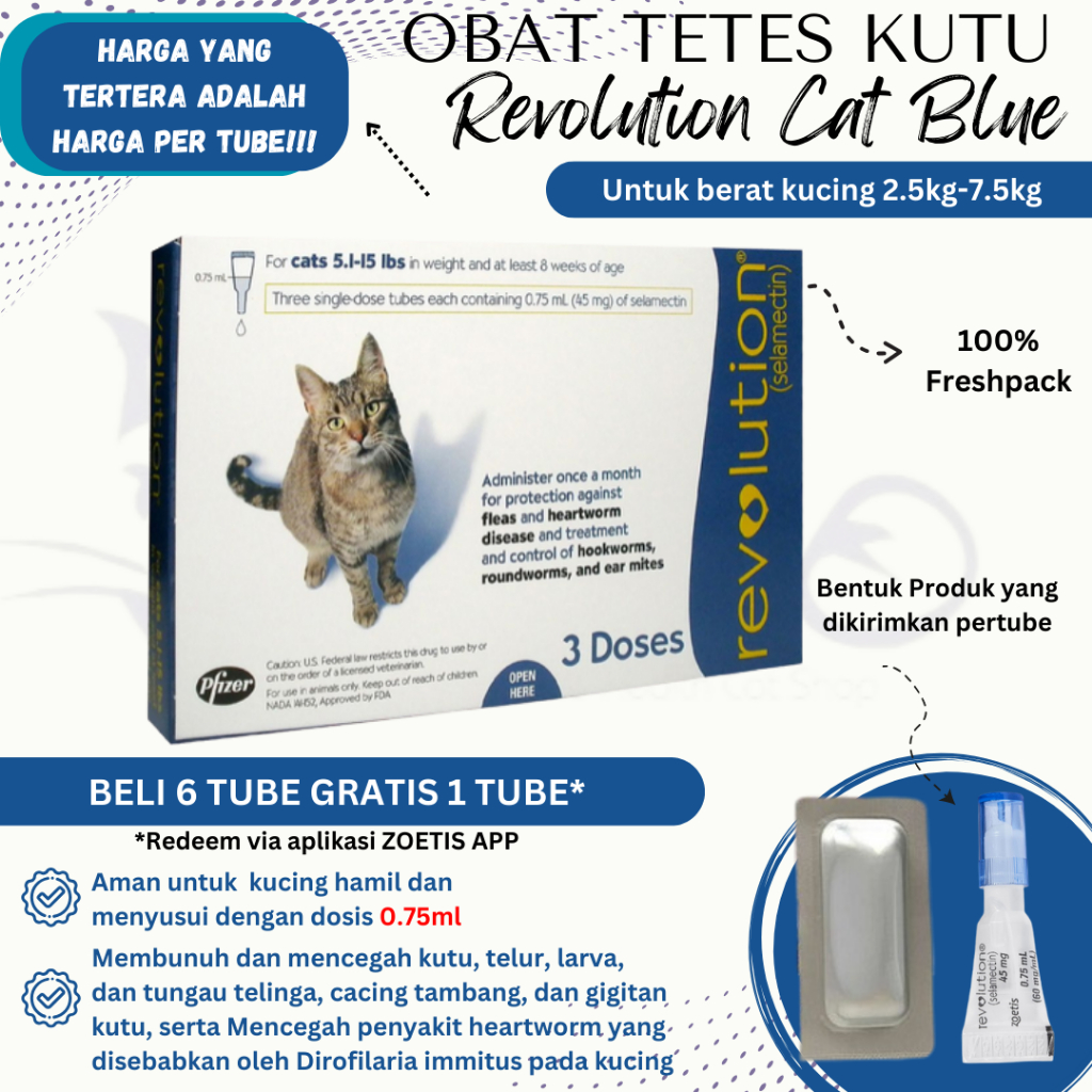 Jual OBAT KUTU KUCING REVOLUTION CAT 5.1 - 15 LBS KUCING DEWASA ADULT 2,5KG - 7,5KG 2,5 KG-7,5 ...